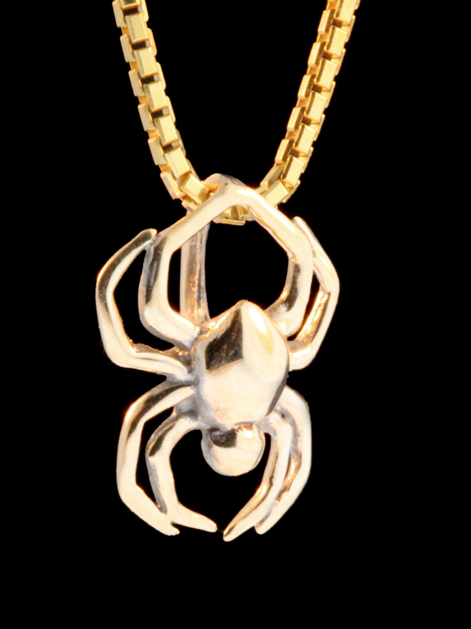 Gold Spider Necklace - Solid 14K Gold Spider Charm Spider Pendant ...