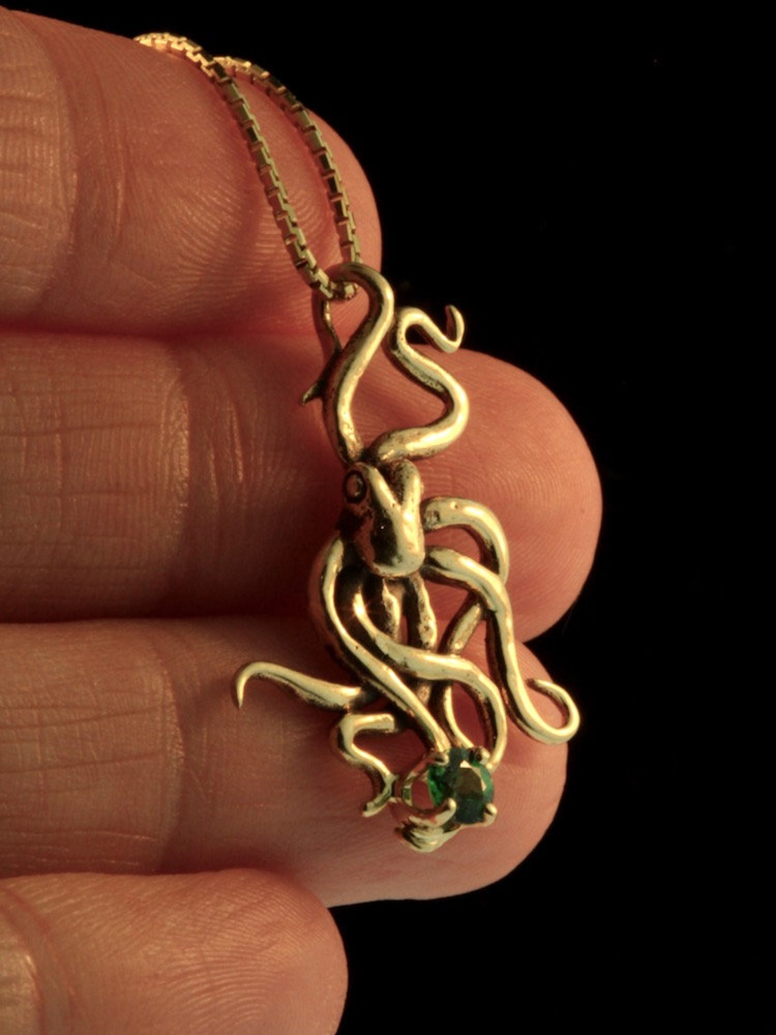 Gold Octopus Necklace Octopus Charm with Fire Opal 14k Gold | Etsy