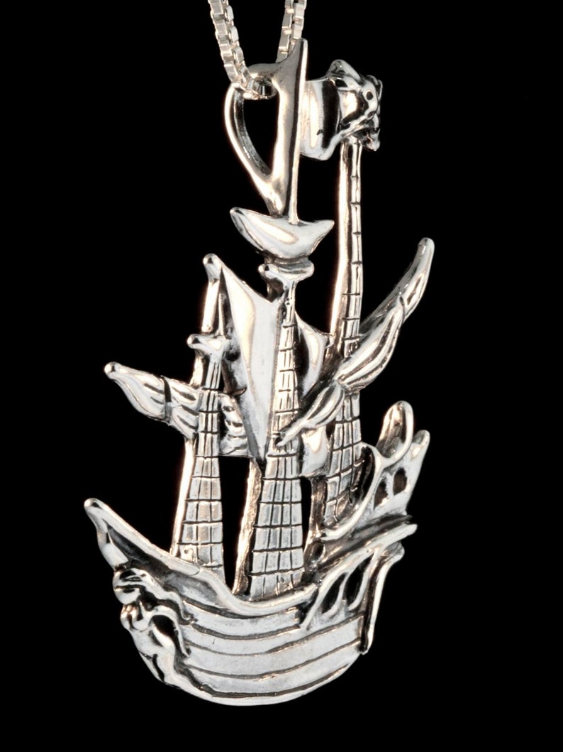 Pirate Ship Pendant - Sterling Silver - Queen Anne's Revenge - Etsy