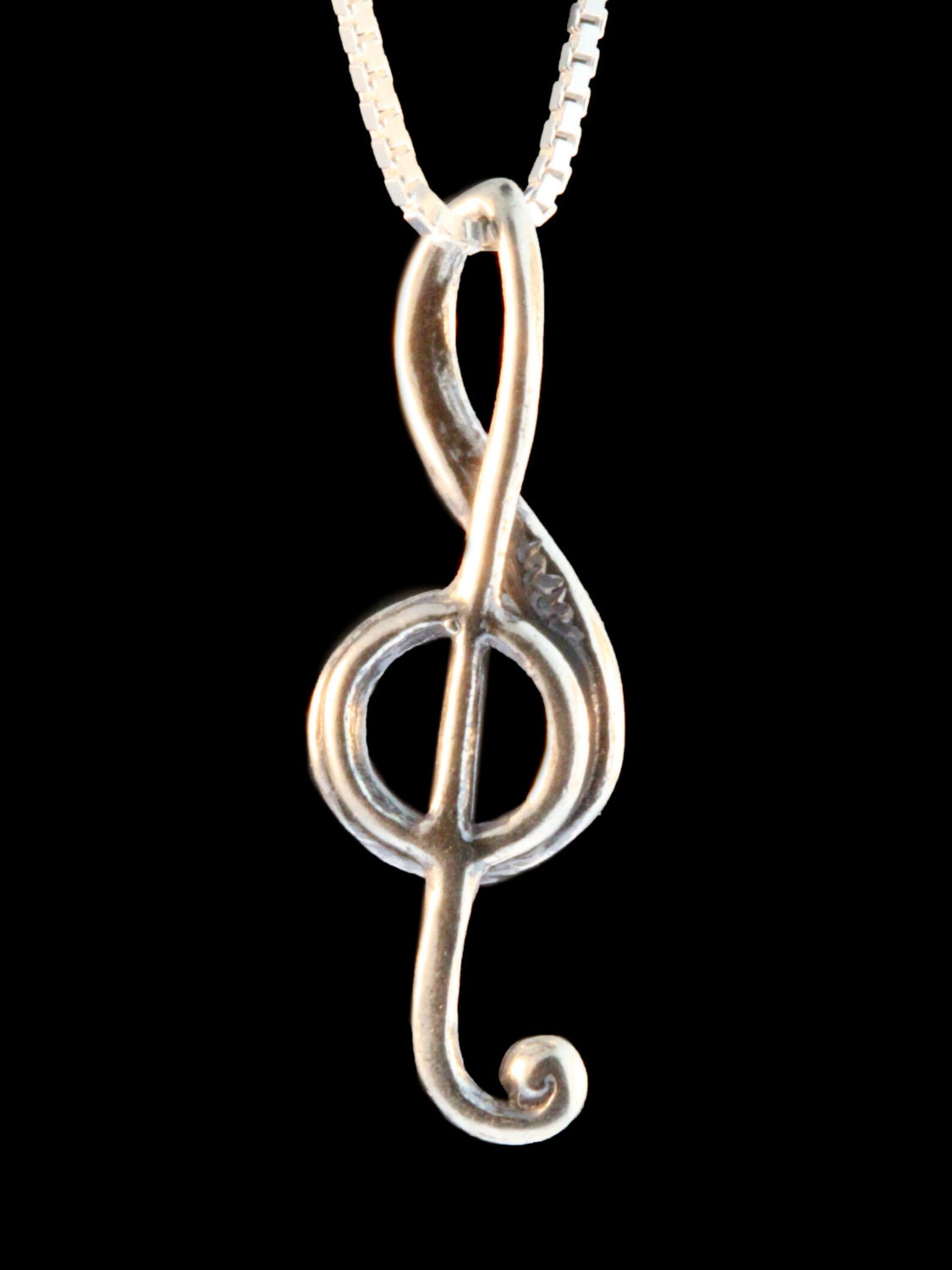 Treble Clef Pendant - Sterling Silver - Music Note Necklace - Etsy
