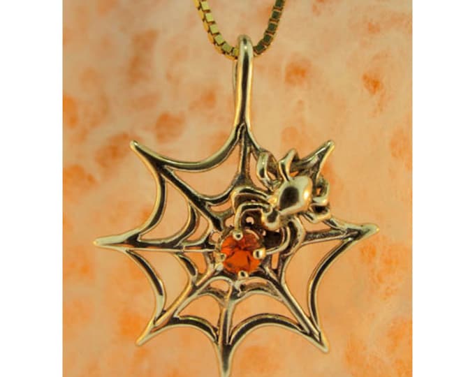 Spider Web Necklace With Fire Opal Solid 14k Gold Gold - Etsy