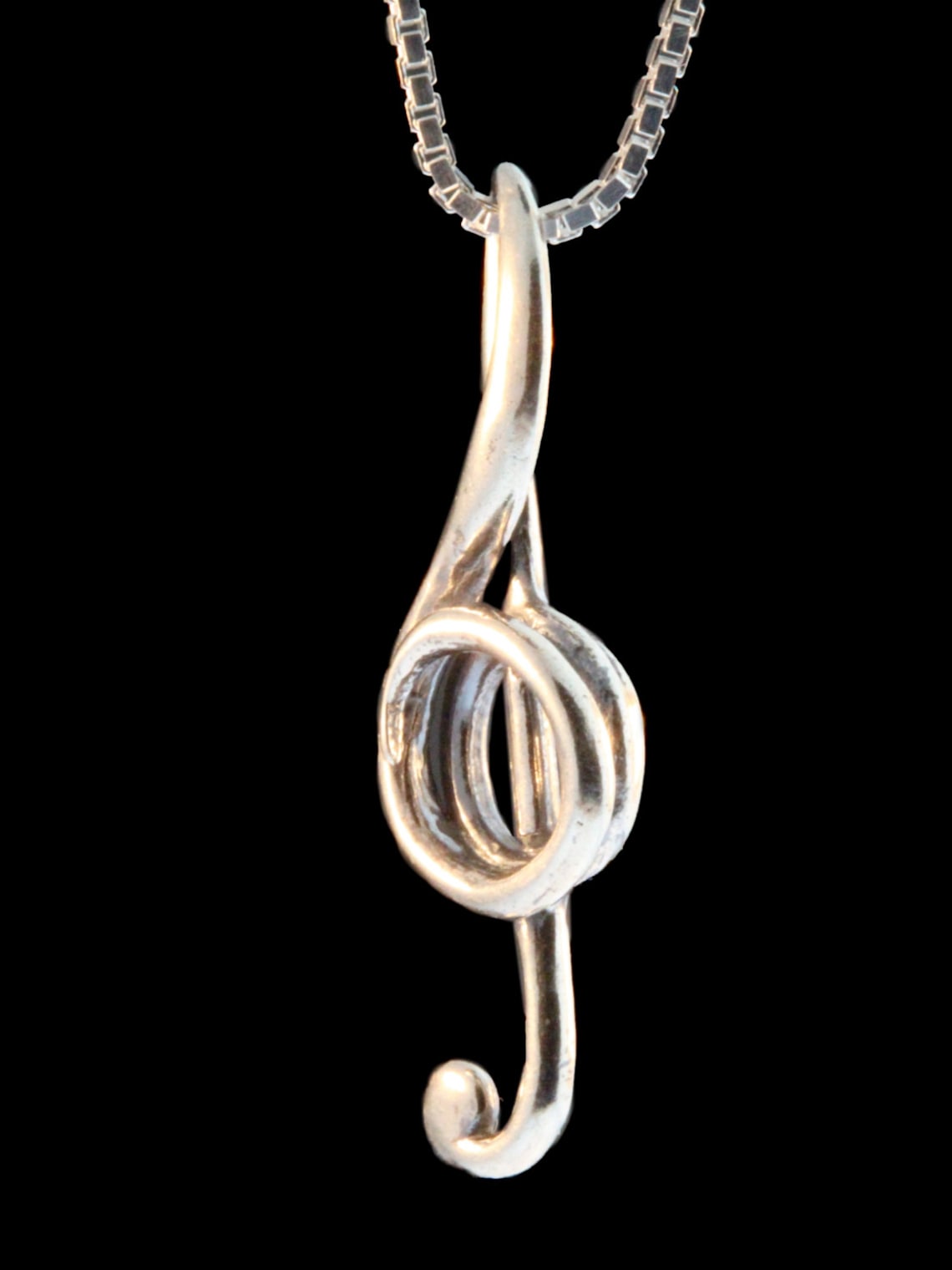 Treble Clef Pendant - Sterling Silver - Music Note Necklace - Etsy