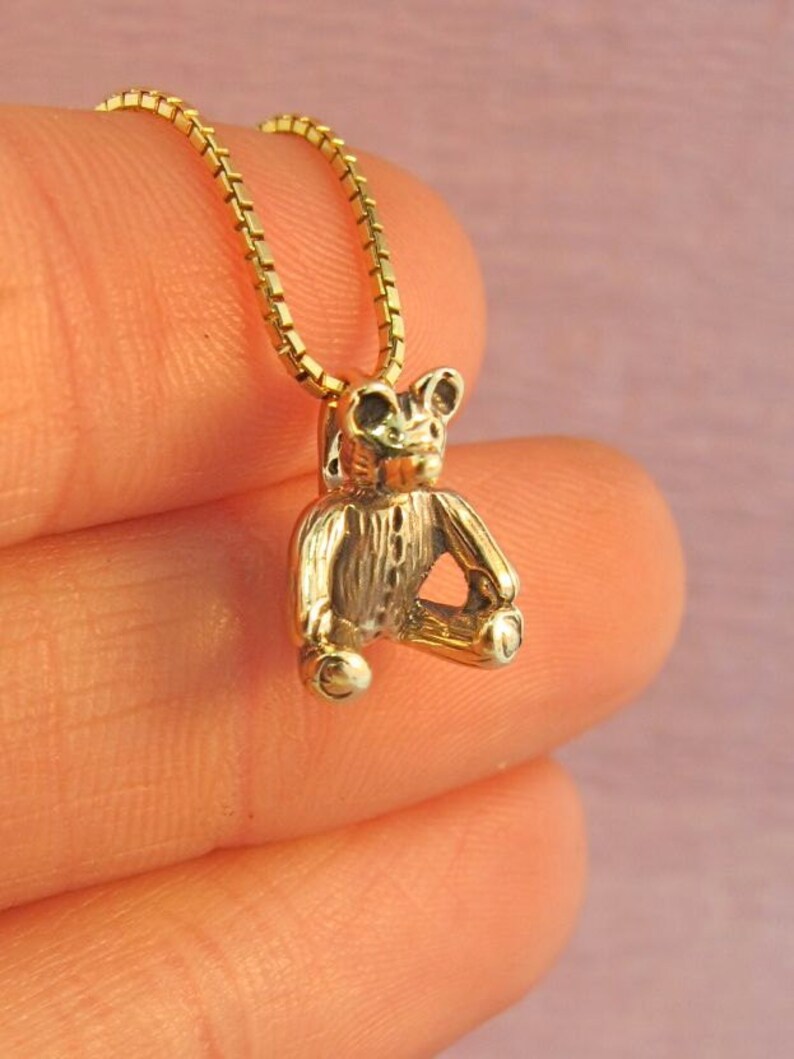 Gold Bear Necklace Solid 14k Gold Teddy Bear Charm Teddy | Etsy