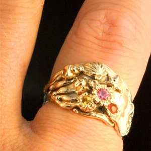 Ocean Ring Gold Tide Pool Ring With Gemstones 14k Gold Ring Ocean ...