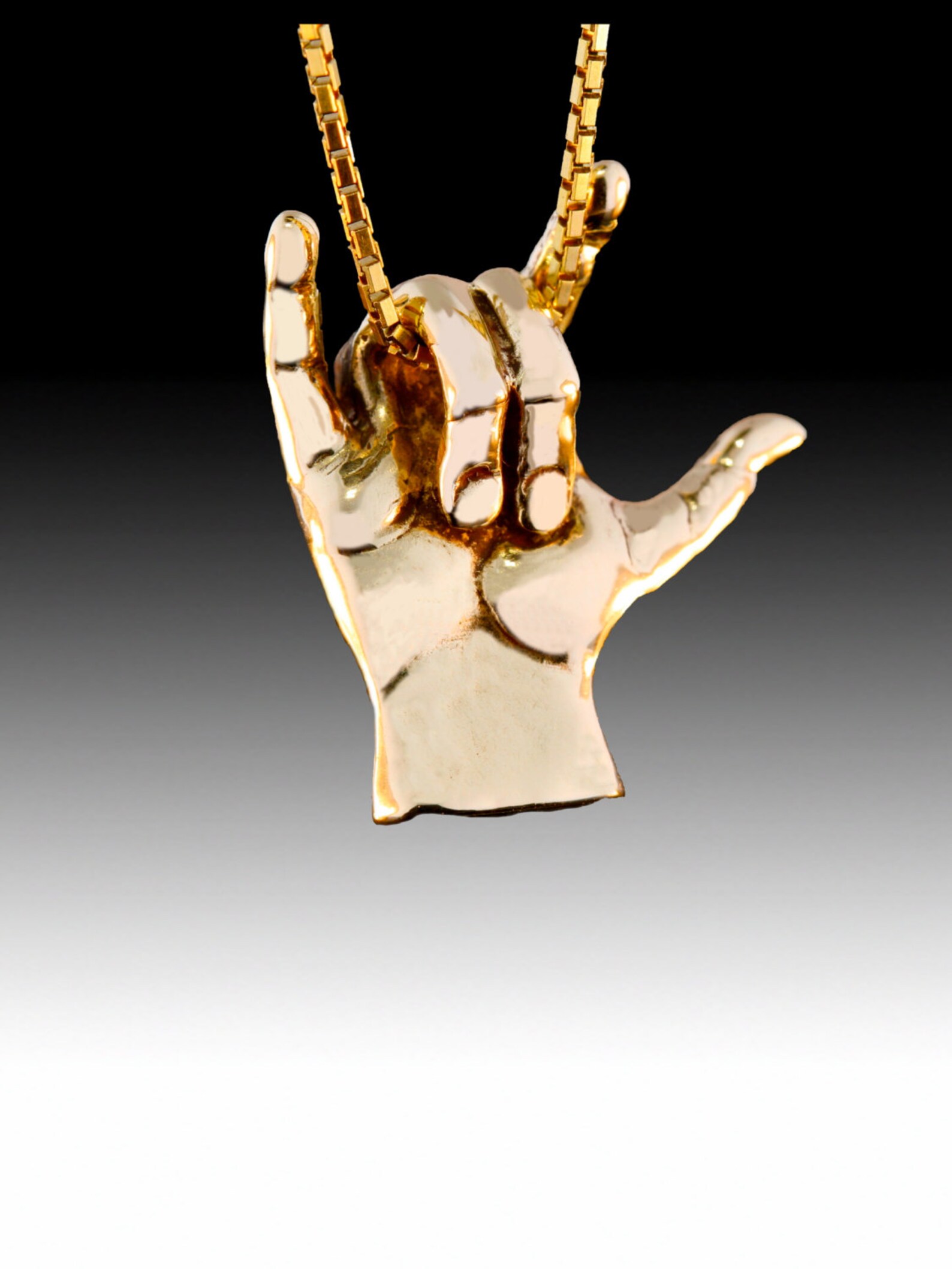 ASL Jewelry Love Sign Pendant 14k Gold Jewelry Sign - Etsy