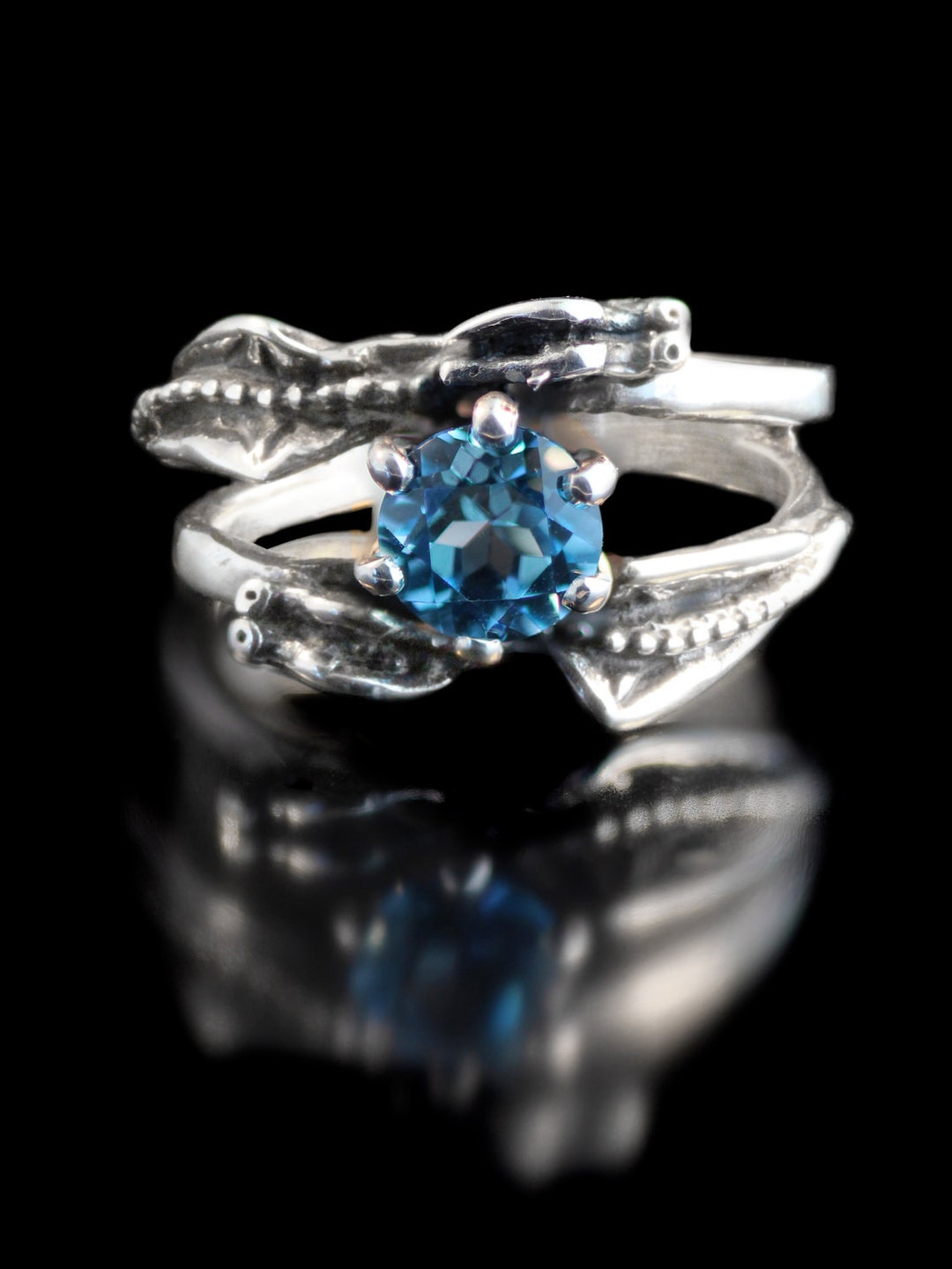 Double Dragon Eternity Ring With Gemstone - Sterling Silver - Fantasy ...