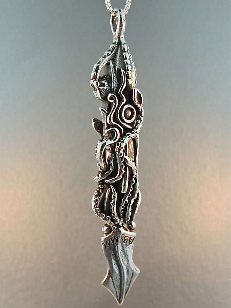 Squid Attacks Nautilus Submarine Pendant - Sterling Silver - Ocean ...
