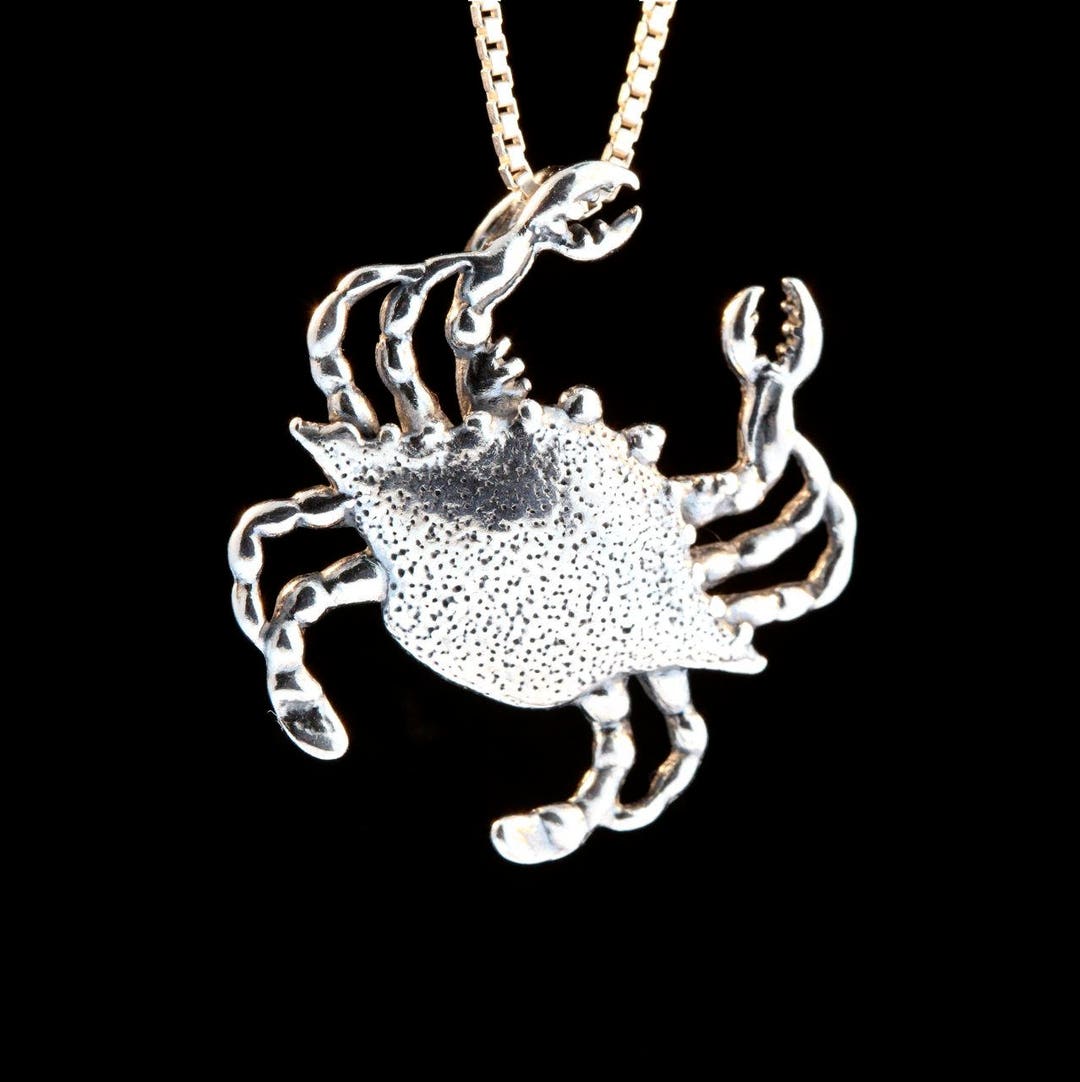 Maryland Blue Crab Pendant - Sterling Silver - Crustacean Ocean Jewelry ...