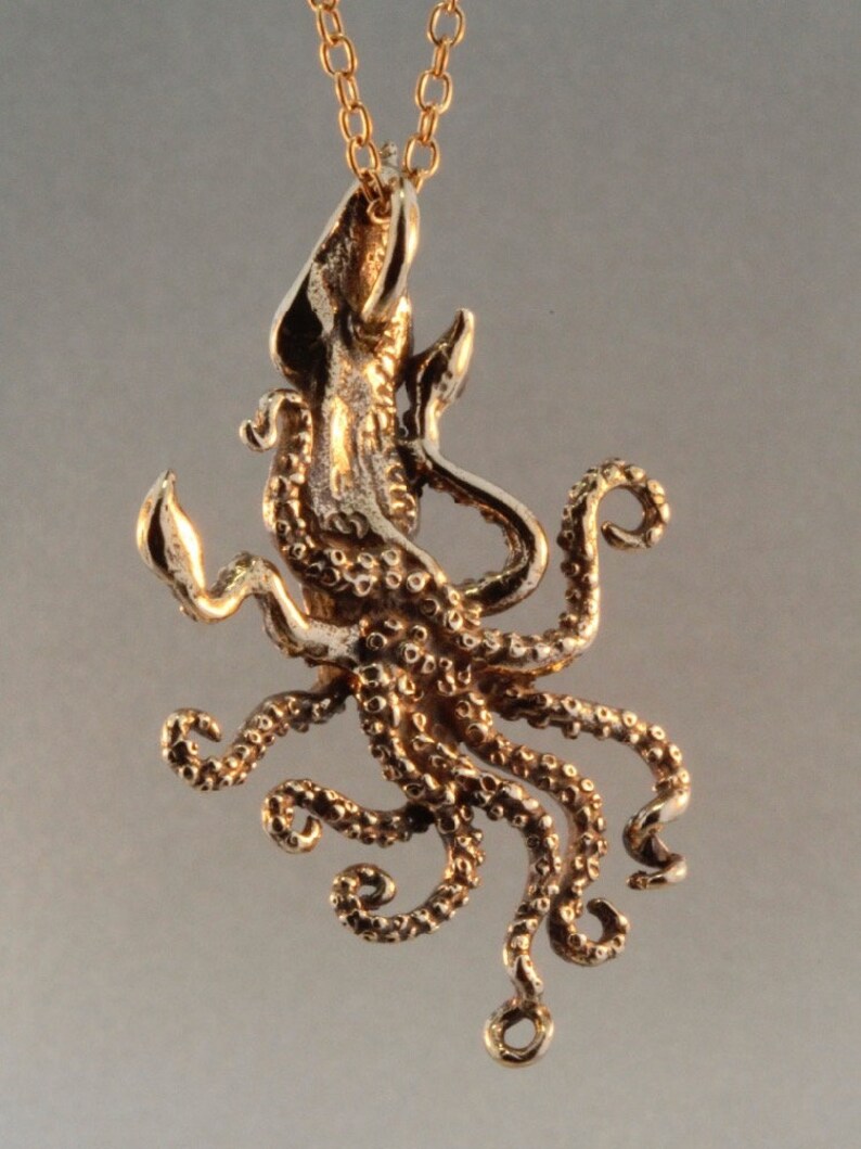 Kraken Squid Necklace Bronze Ocean Jewelry Tentacle Necklace - Etsy