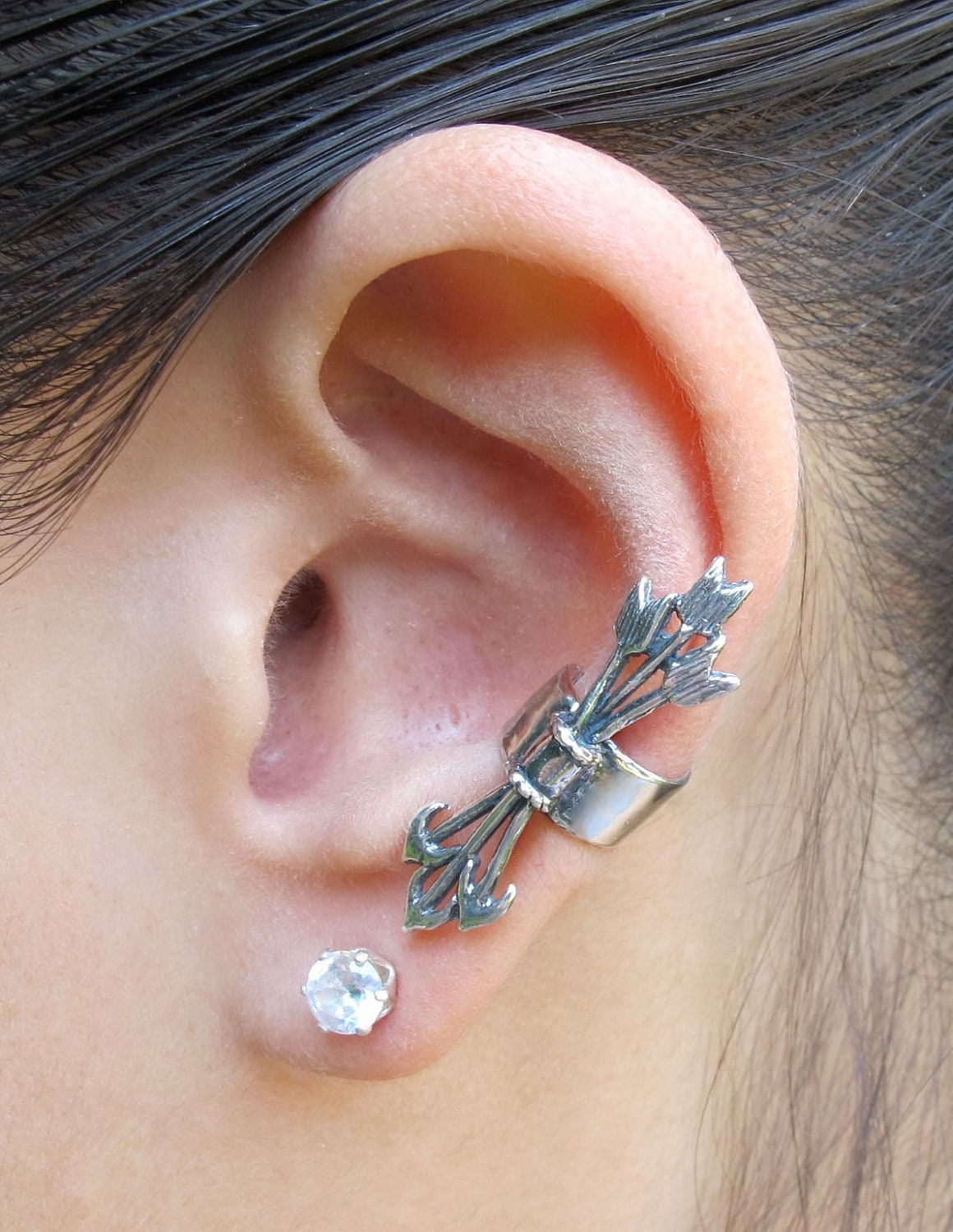 Bohemian Style Sterling Silver Arrow Ear Cuff Single Cuff or - Etsy