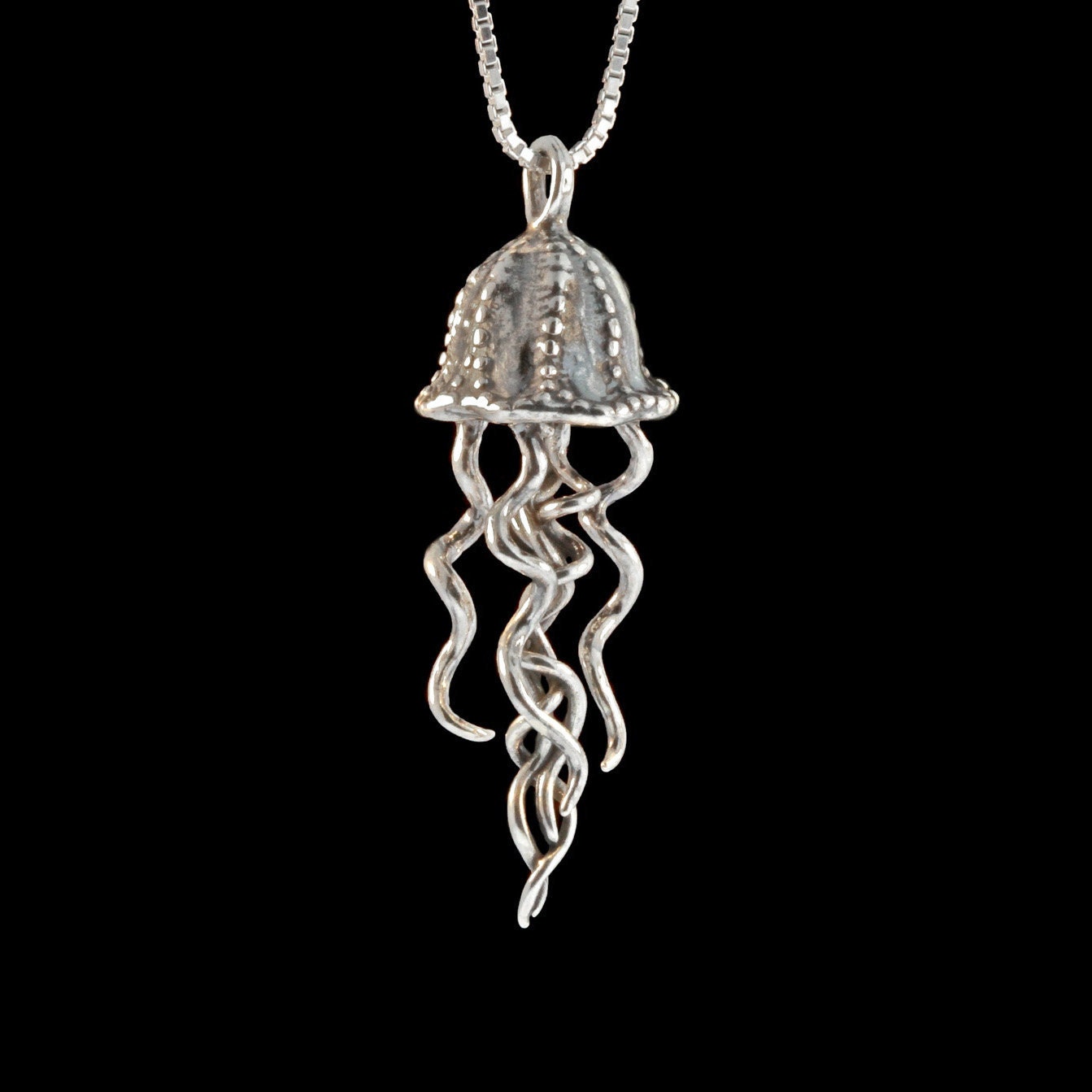 Jellyfish Necklace Silver Jellyfish Charm Jellyfish Pendant Tentacle ...