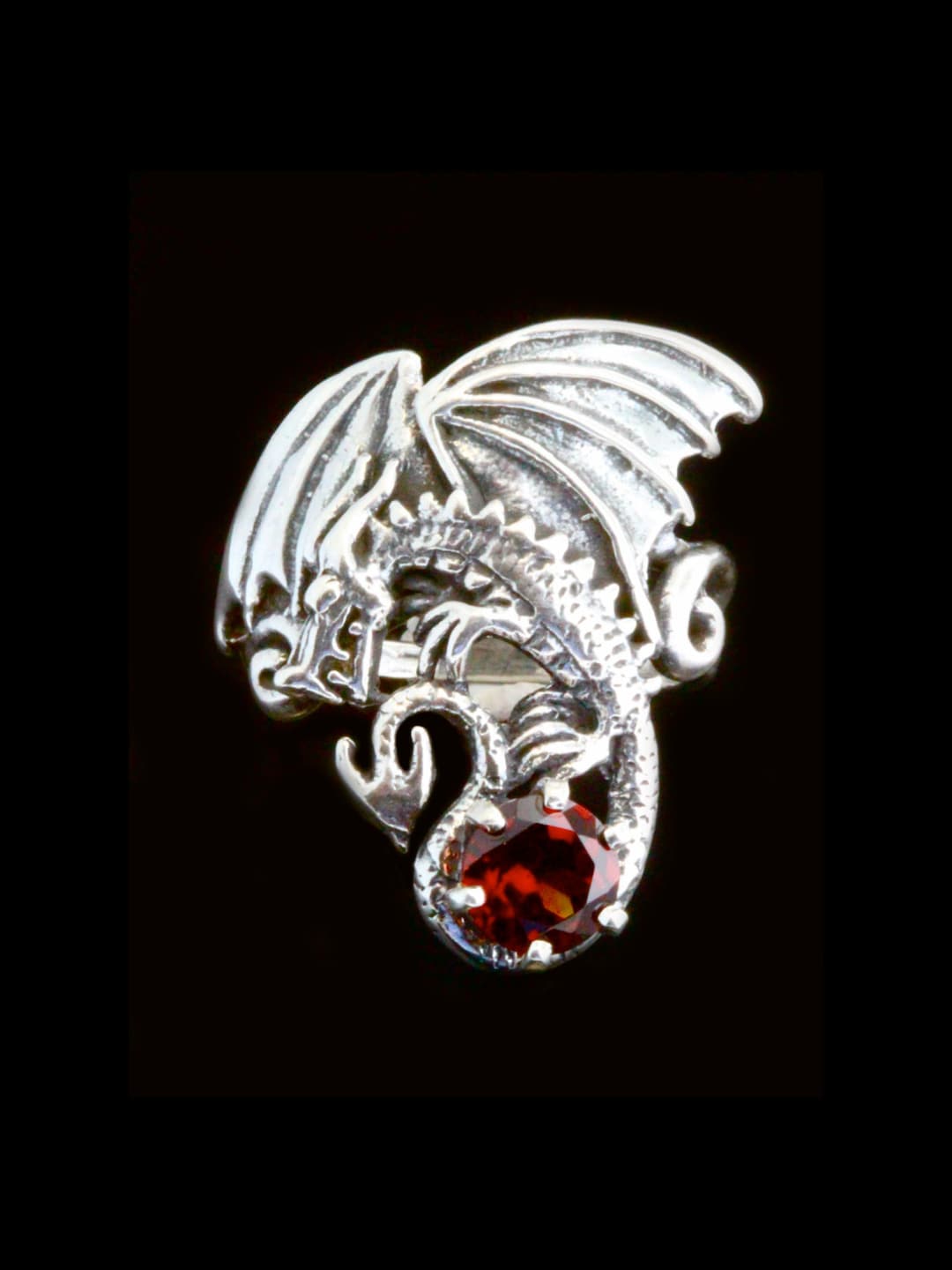 Dragon Ring Silver Magic Dragon Ring With Gemstone Dragon Jewelry ...