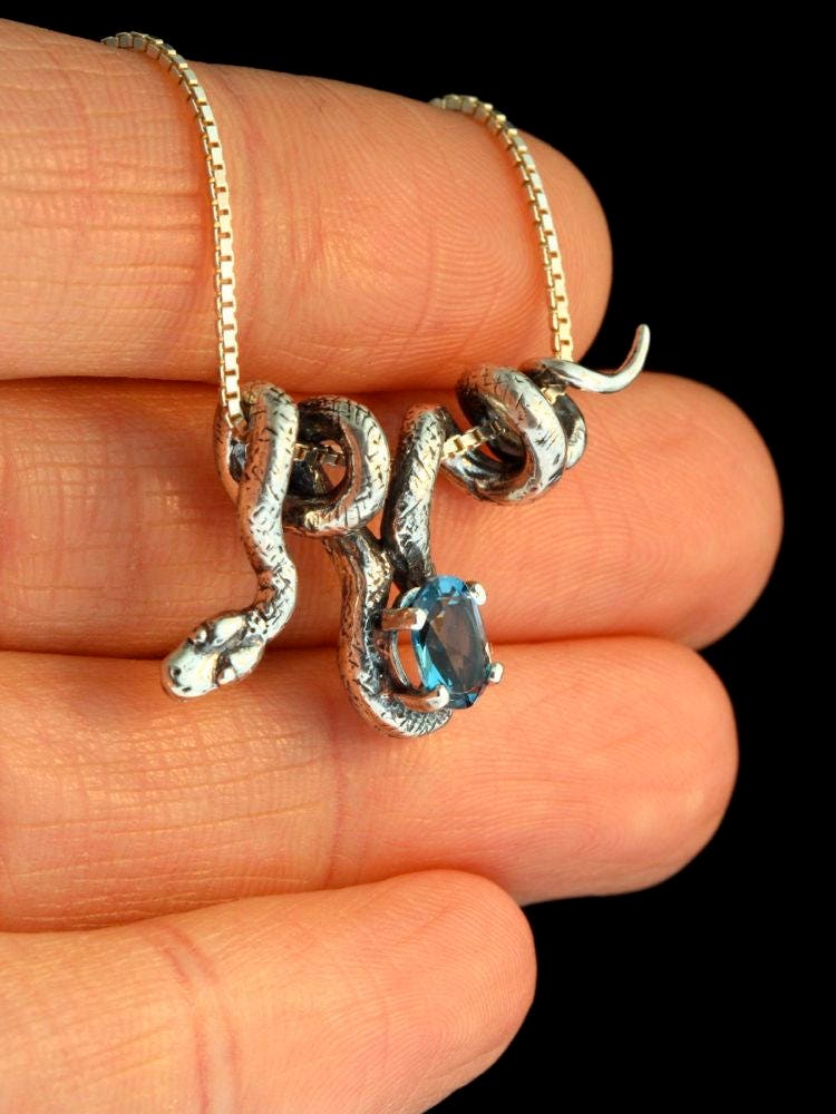 Snake Necklace Silver Snake Charm Snake Pendant Vine Snake | Etsy
