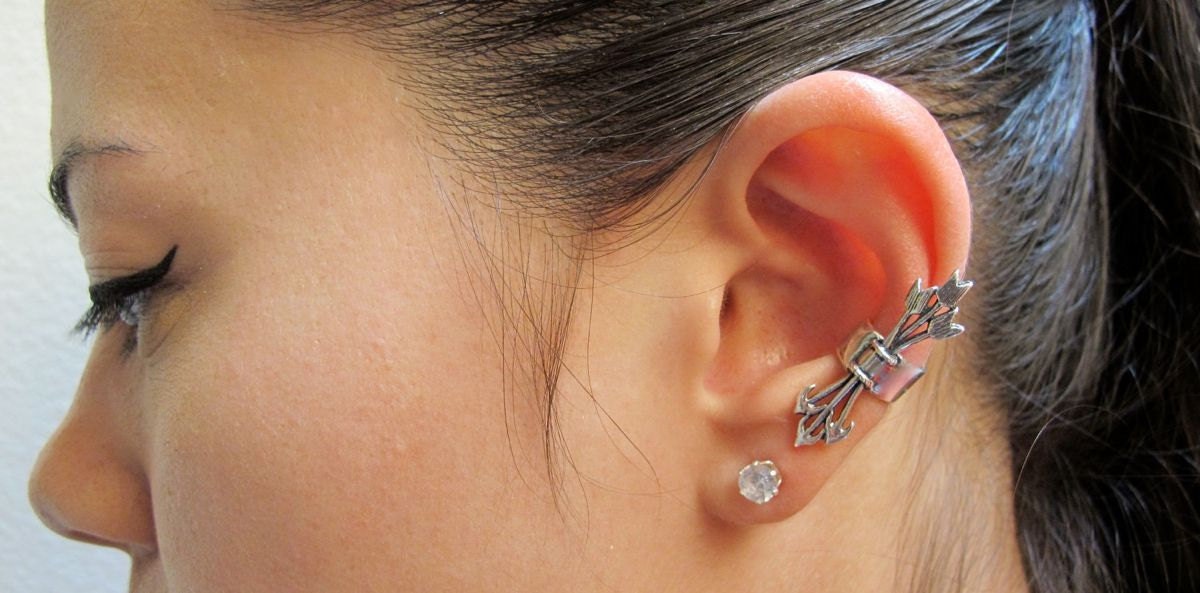 Unique Gift for Woman Gift for Girl Ear Cuff Silver Quiver and Arrow ...