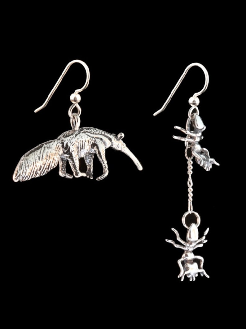 Anteater Earrings Silver Ant Earrings Insect Jewelry Unusual - Etsy