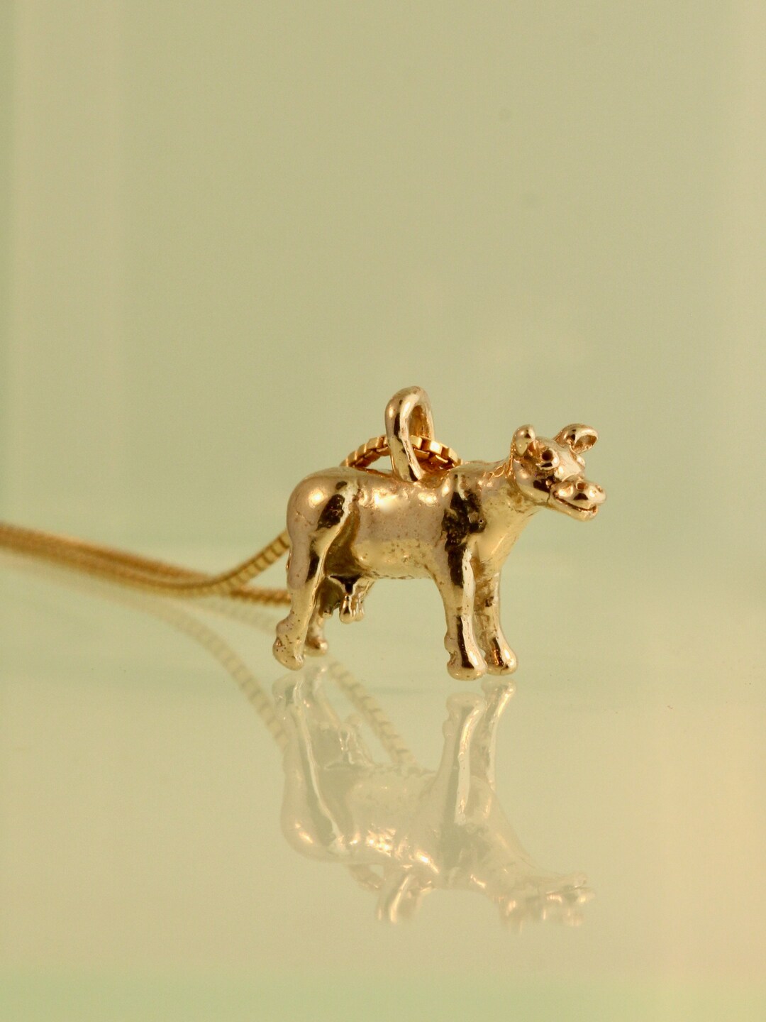 Abducted Cow Charm - Solid 14k Gold - Cowgirl Necklace - Etsy