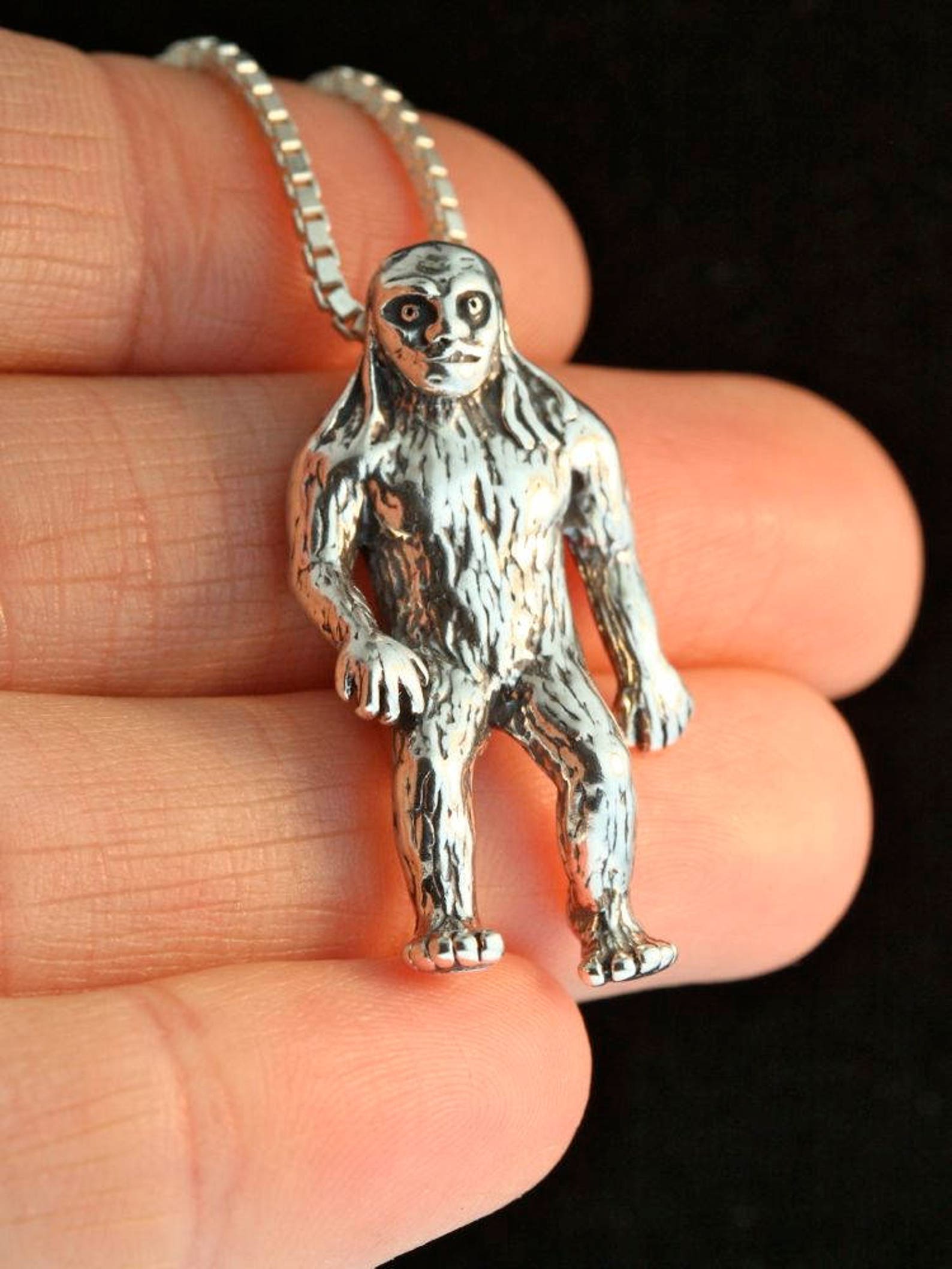 Bigfoot Pendant Silver Necklace Bigfoot Charm Sterling Silver Sasquatch ...
