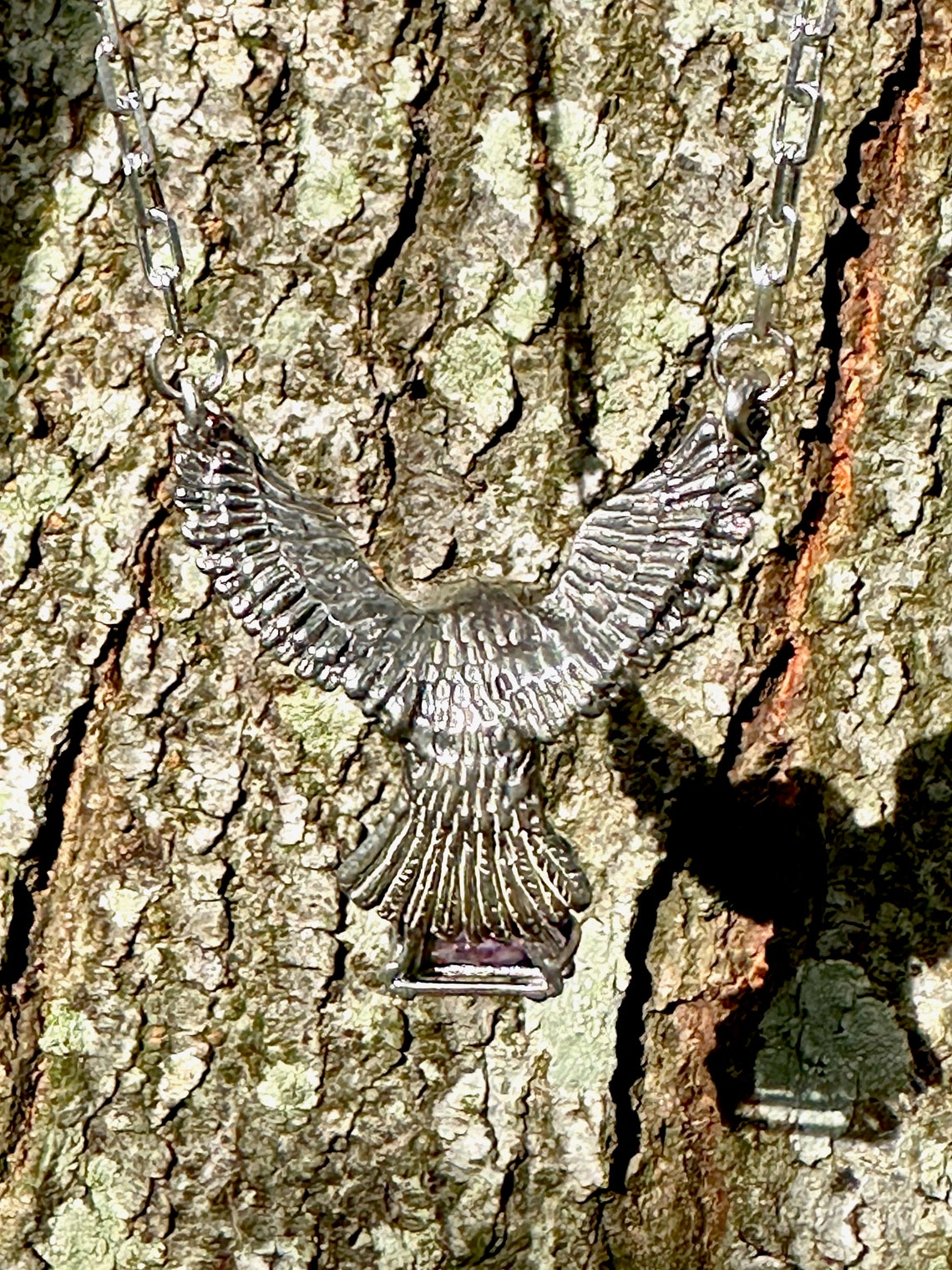 Silver Owl Pendant With Stunning 13mm Trillion Amethyst Owl Necklace ...