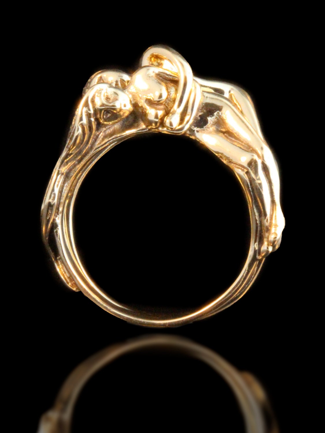 Gold Wedding Ring People Ring Puzzle Ring 14k Gold Spooning | Etsy