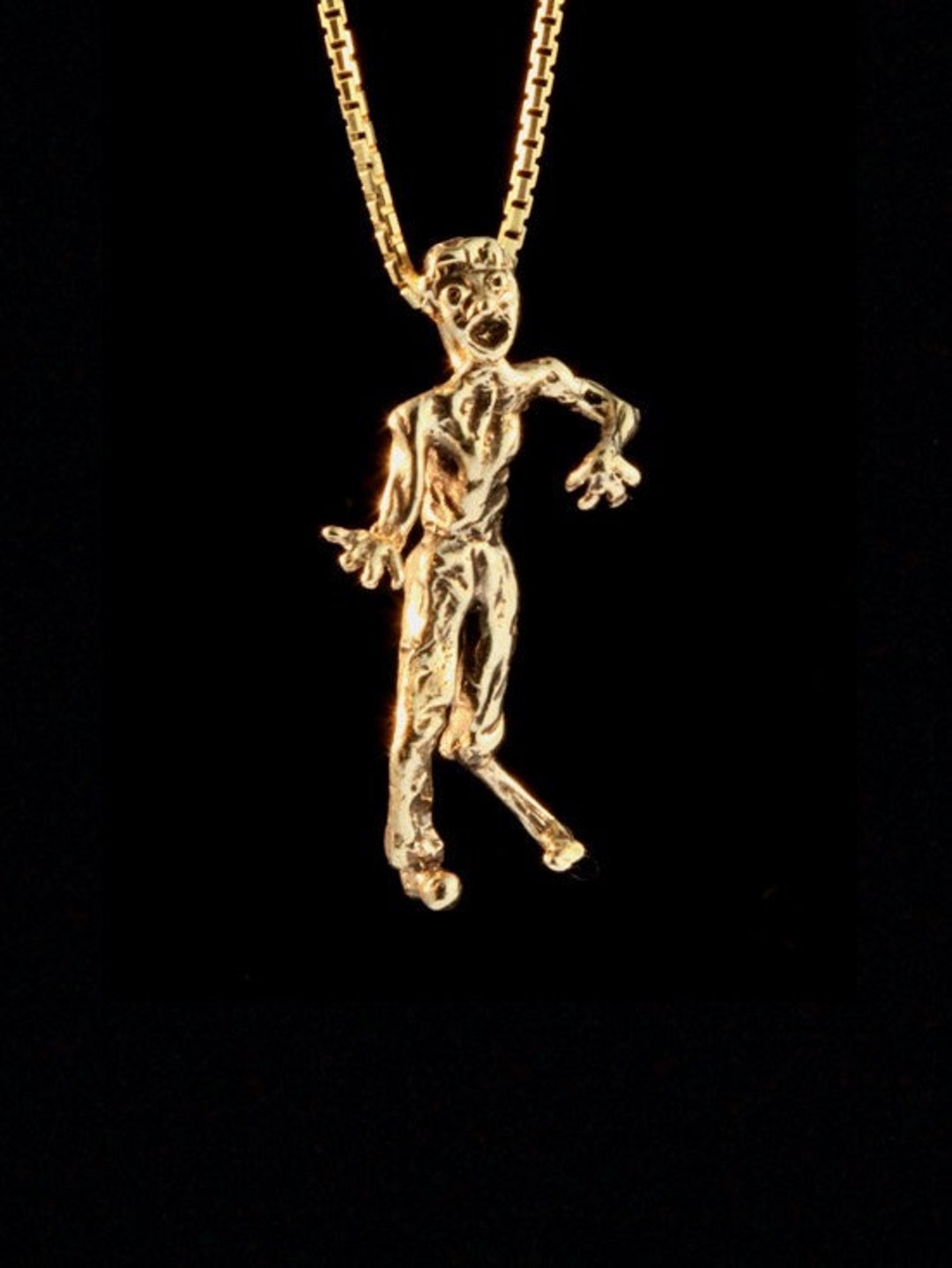 Solid 14k Gold Zombie Necklace - Zombie Charm - Walking Dead Inspired ...