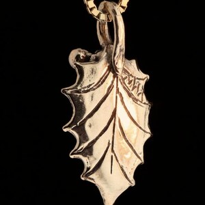 Holly Leaf Charm Necklace - Solid 14k Gold - Mistletoe Gift - Holiday ...