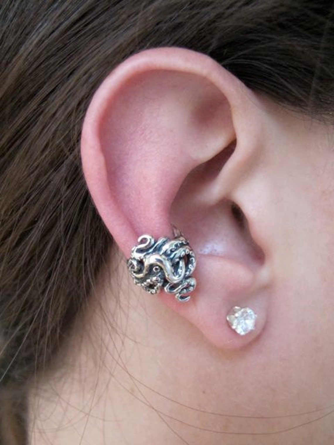 Octopus Ear Cuff Tentacle Twist Ear Cuff Silver Ear Cuff | Etsy