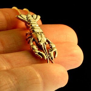 14k Gold Crawfish Necklace Fully Carved Crawfish Charm Crawfish Lover ...