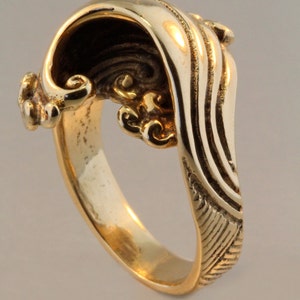 Mavericks Wave Ring – Solid 14k Gold Surfer Jewelry - Etsy