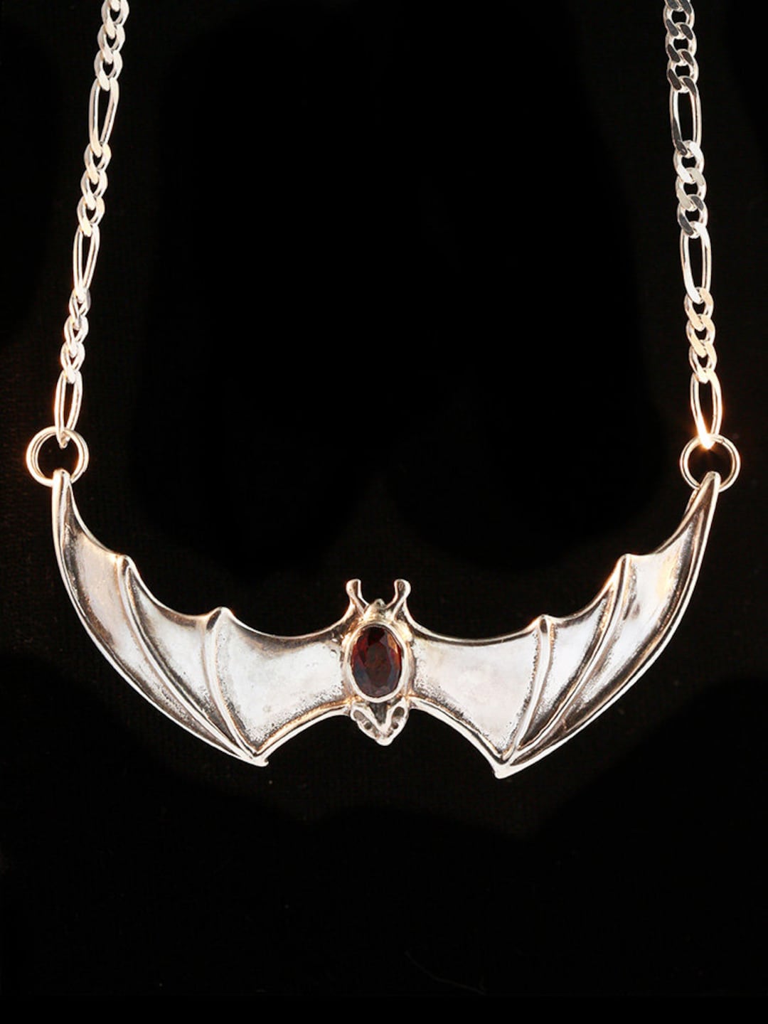 Bat Necklace Silver Bat Jewelry Large Spread Winged Bat Pendant With ...