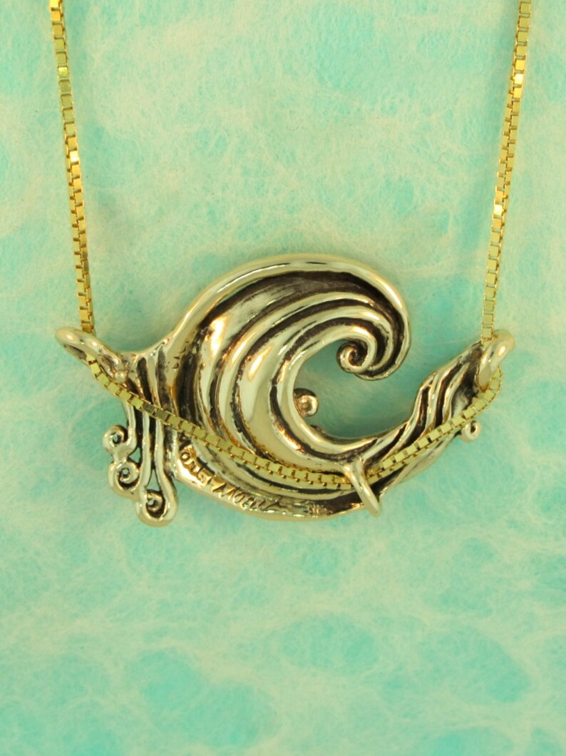 Wave Necklace Gold Rip Curl Wave Pendant Surfer Jewelry Wave - Etsy