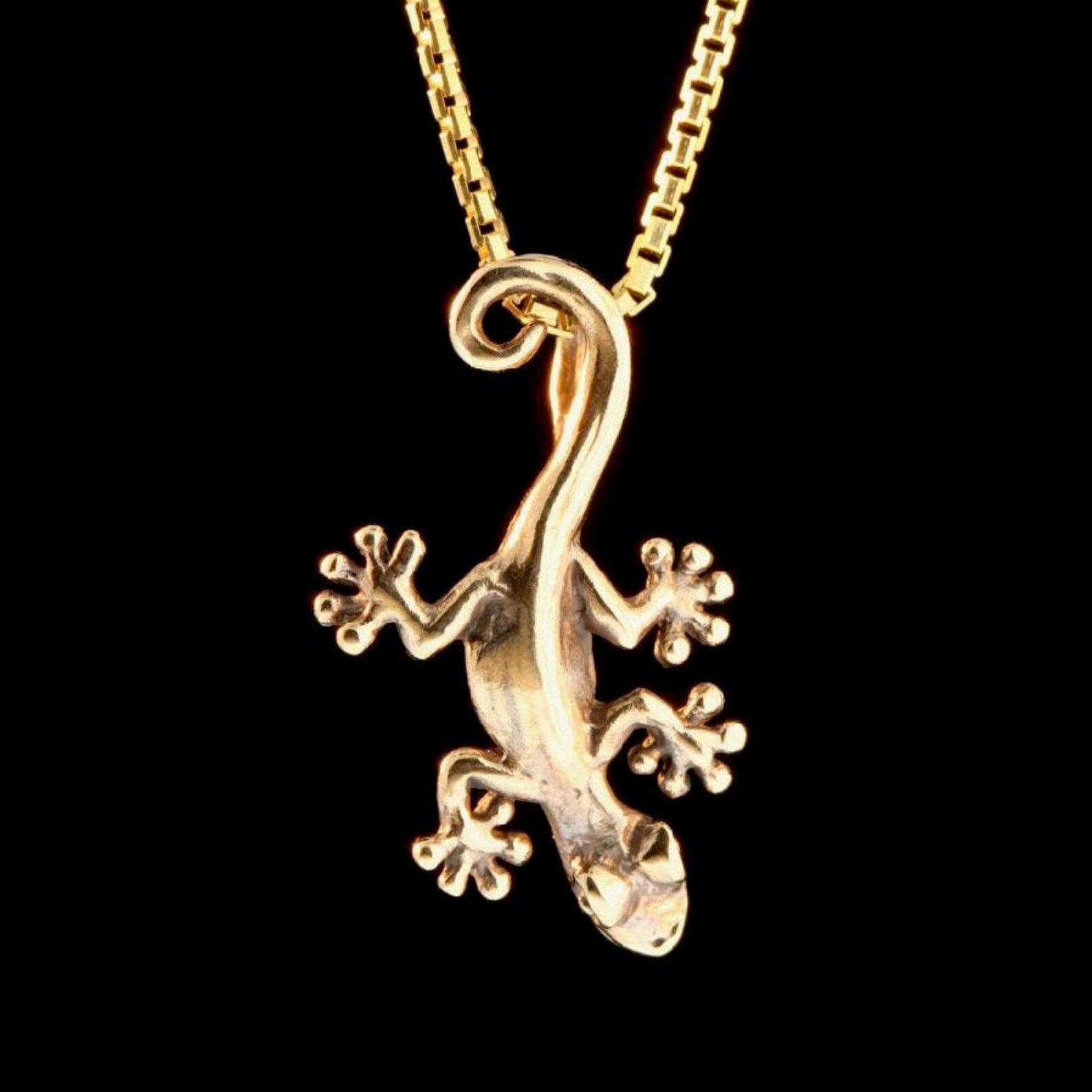 14K Gold Gecko Necklace Jungle Jewel Charm Collection Charm | Etsy