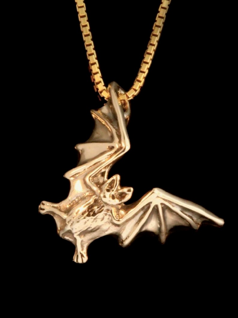 Gold Bat Necklace Bat Jewelry 14k Gold Charm Vampire Bat Charm | Etsy