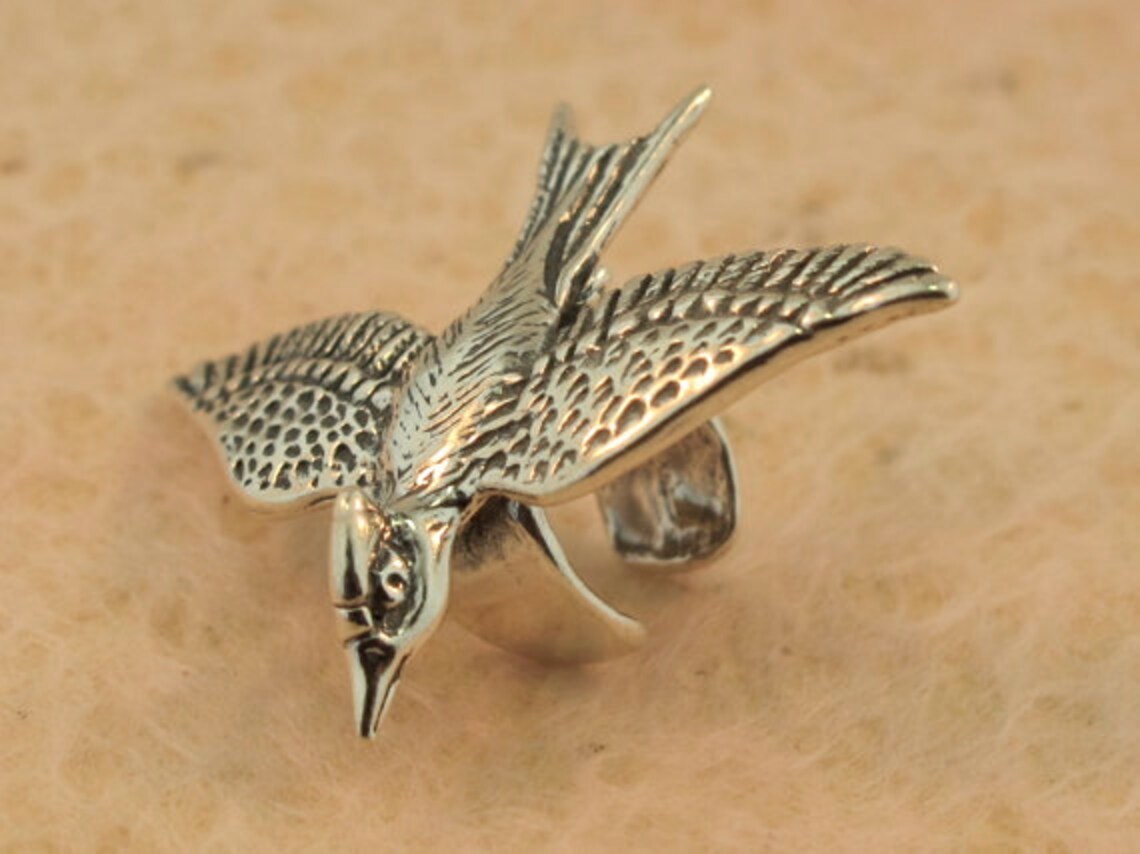 Bird Earring Bird Ear Cuff Silver Bird Jewelry Silver Mocking - Etsy