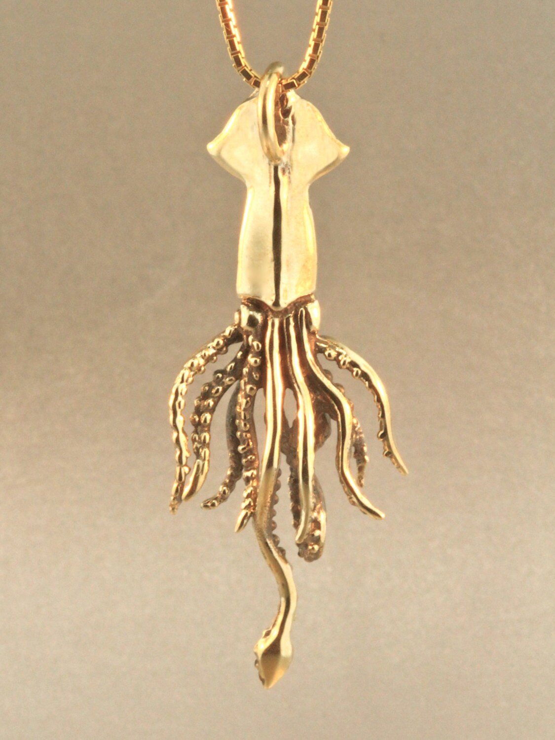 Squid Necklace 14k Gold Squid Charm Squid Pendant Gold - Etsy