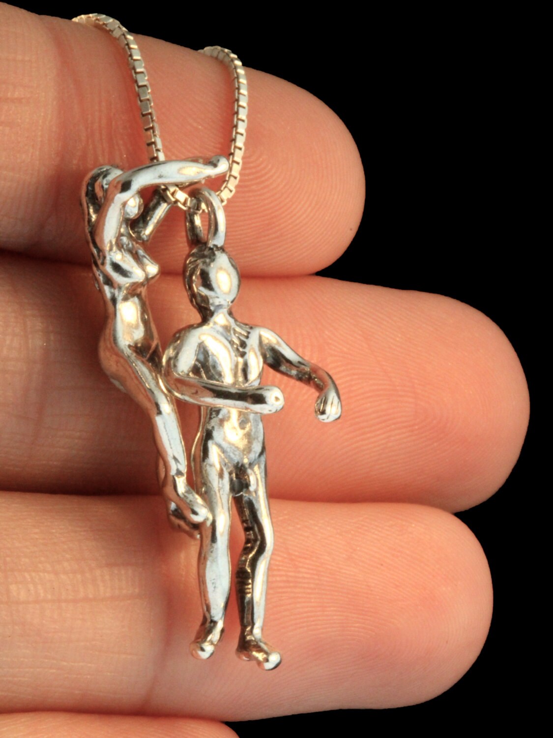 Valentines Day Gift People Necklace Lovers Necklace Silver Two - Etsy