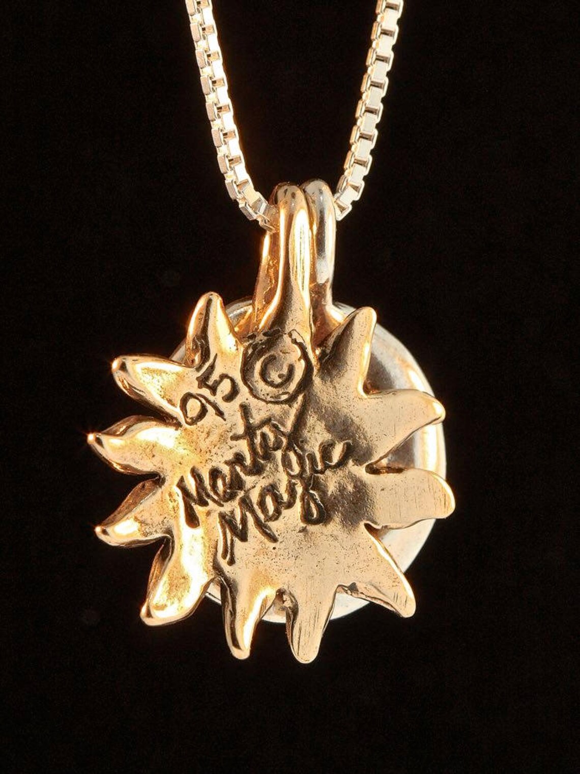 Eclipse Necklace Sun and Moon Necklace Bronze Sun Silver Moon | Etsy