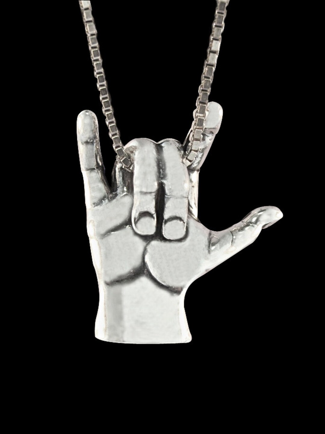 Love Sign Pendant Sterling Silver Jewelry ASL Jewelry Sign - Etsy