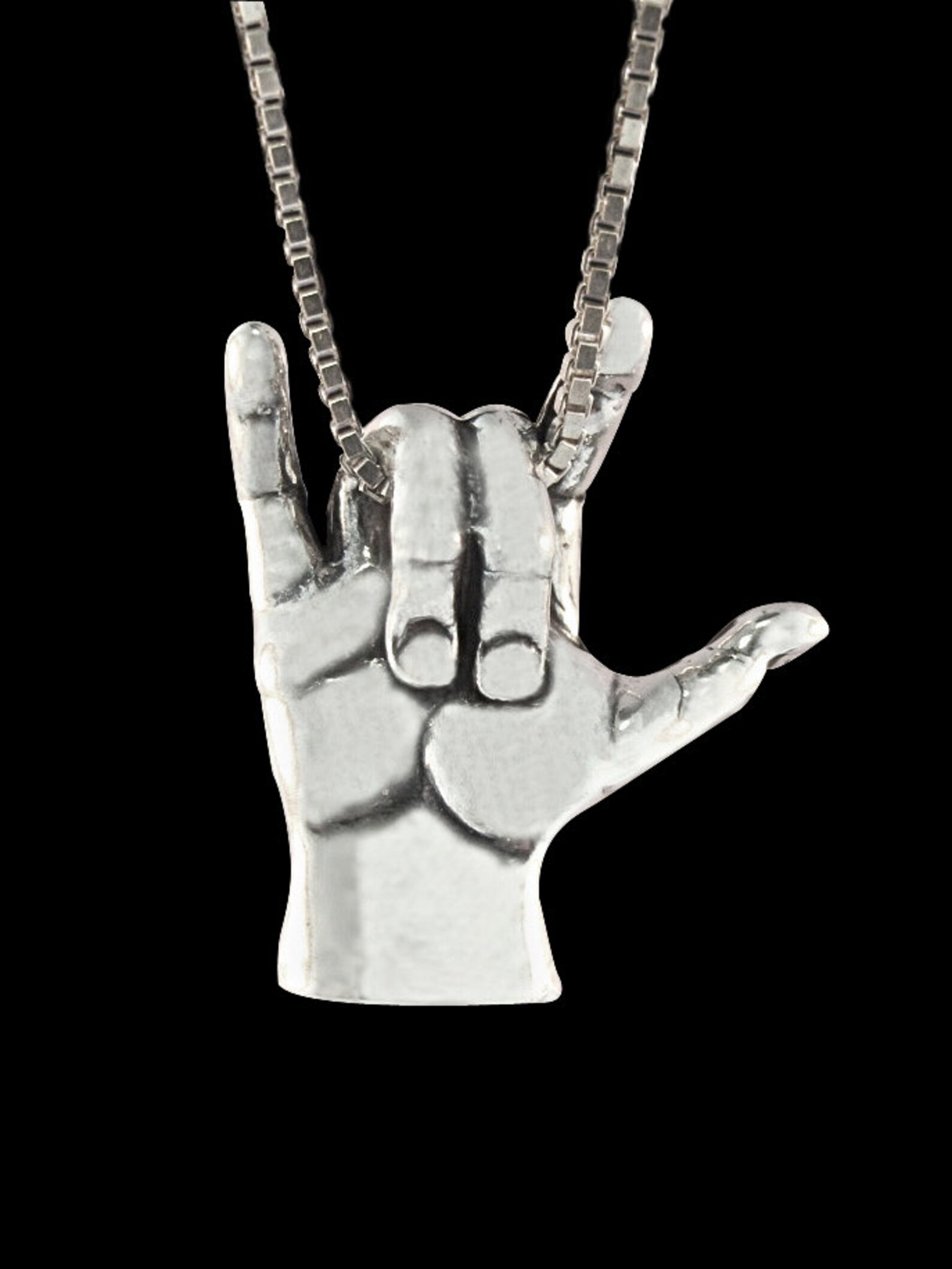 Love Sign Pendant Sterling Silver Jewelry ASL Jewelry Sign - Etsy