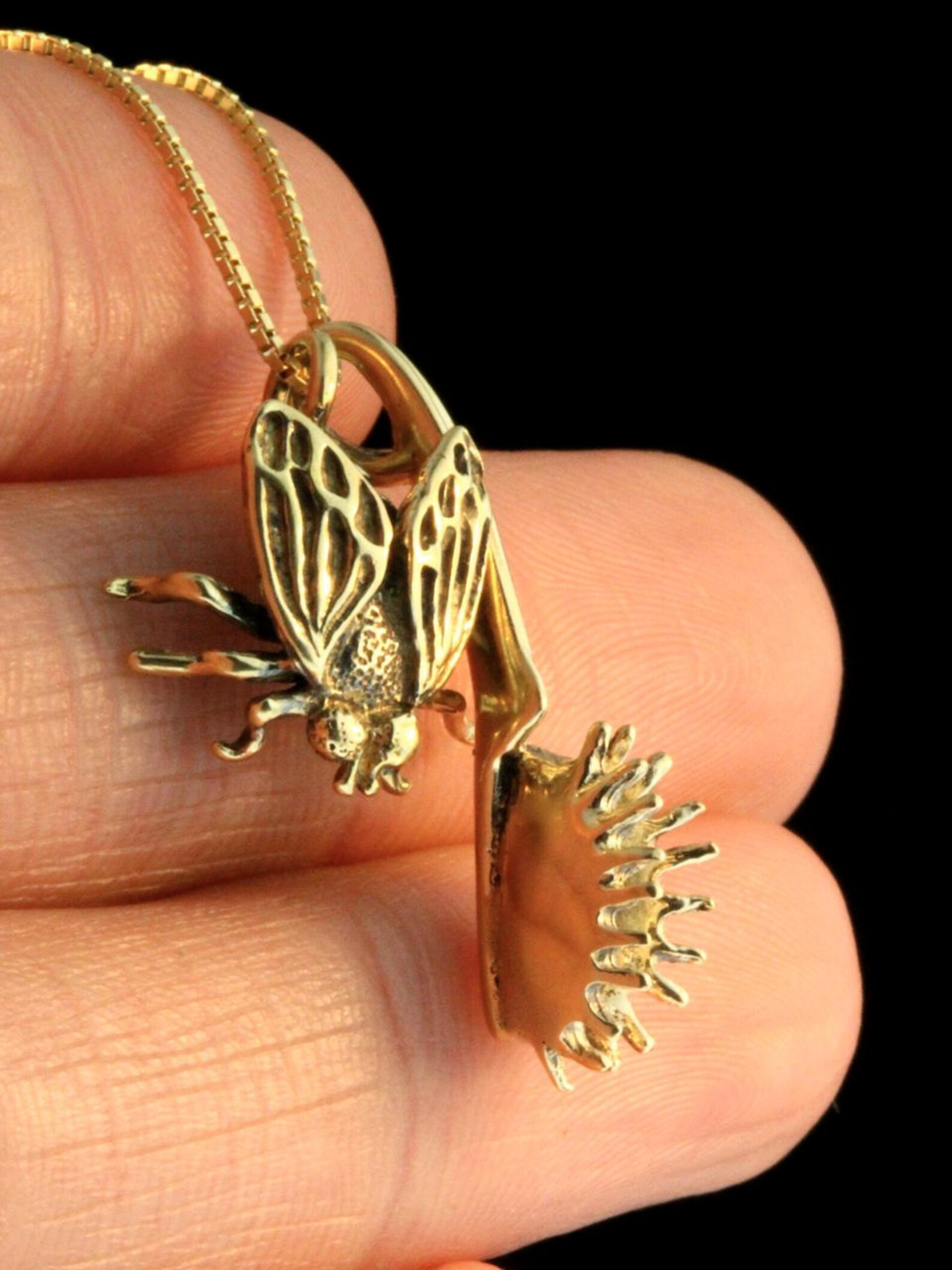 Insect Jewelry Fly and Flytrap Pendant Gold Venus Flytrap | Etsy