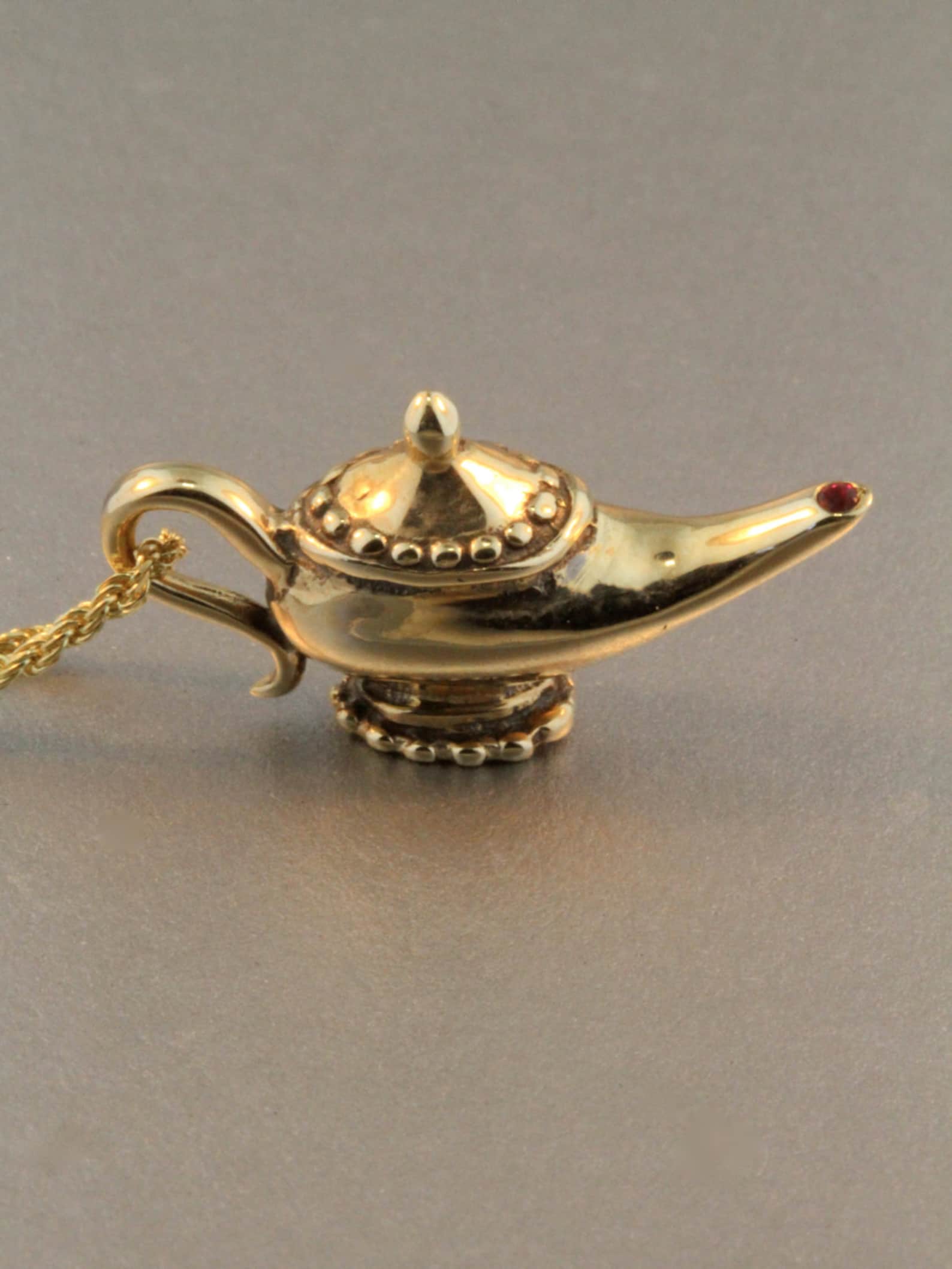 Gold Magic Lamp Necklace 14K Gold Magic Lamp Charm Magic - Etsy