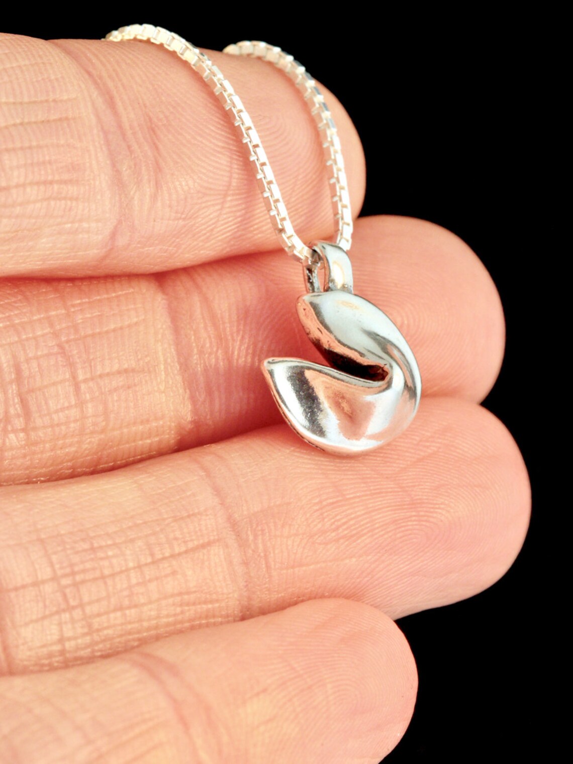 Fortune Cookie Necklace Silver Fortune Cookie Charm Cookie - Etsy