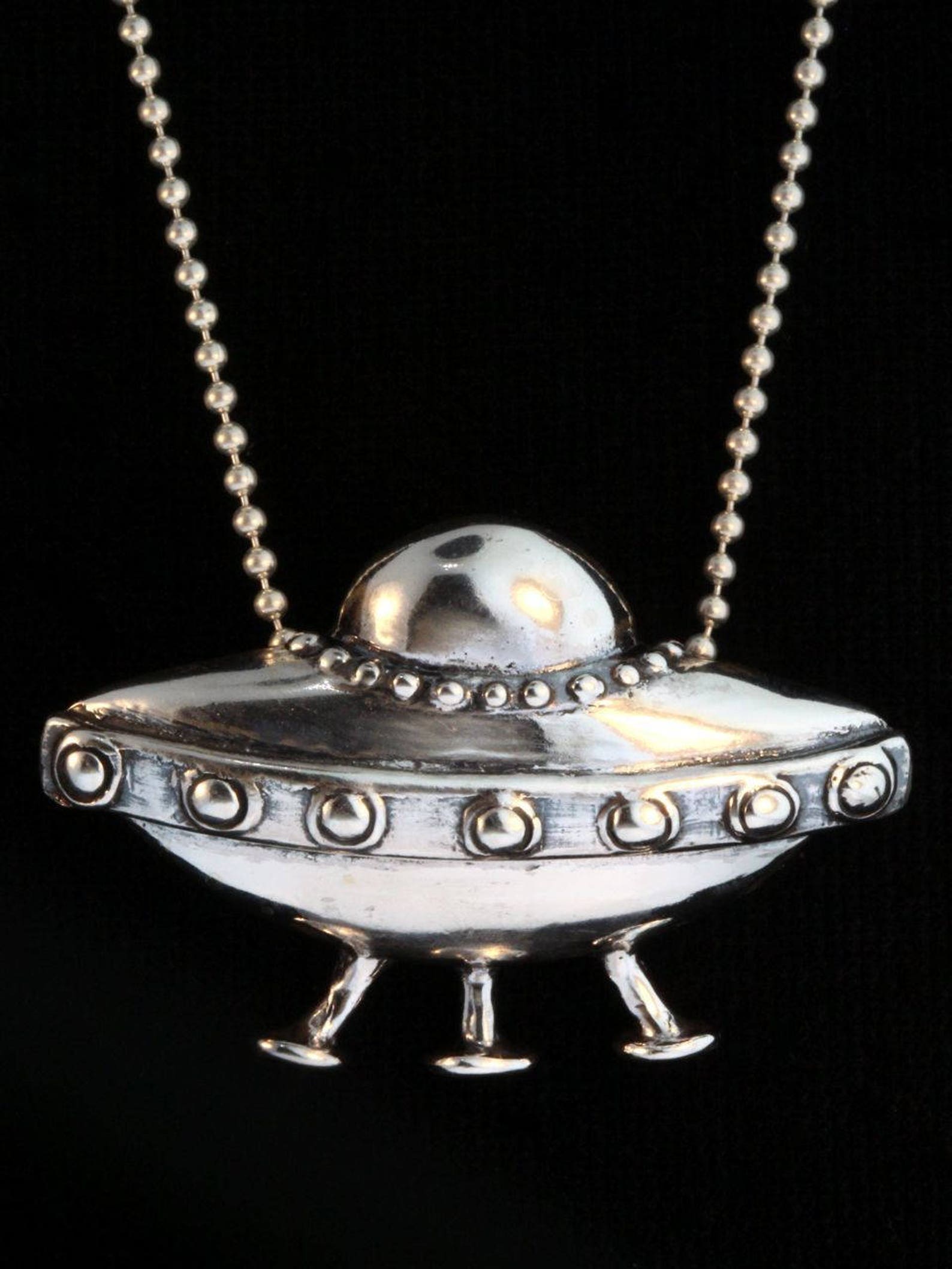 Flying Saucer U.F.O. Pendant - Sterling Silver - Space Dweller Necklace ...