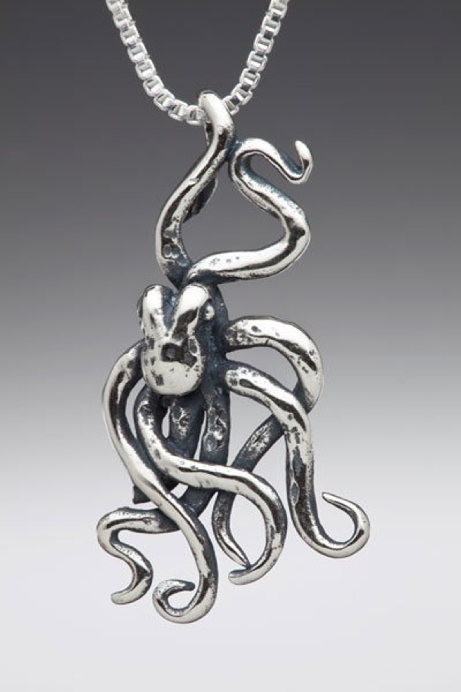 Octopus Necklace Silver Octopus Charm Octopus Pendant - Etsy