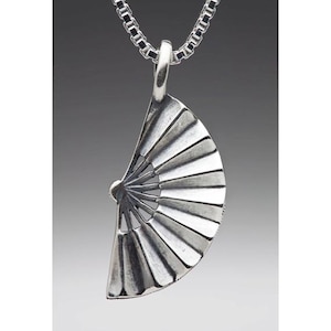 Fan Necklace - Japanese Fan Charm Fan Pendant - Japanese Jewelry - Fan ...