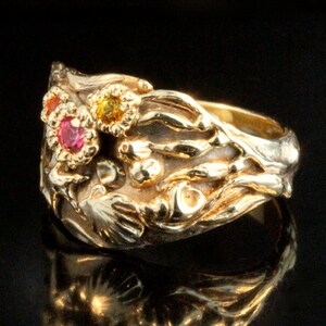 Ocean Ring Gold Tide Pool Ring With Gemstones 14k Gold Ring Ocean ...