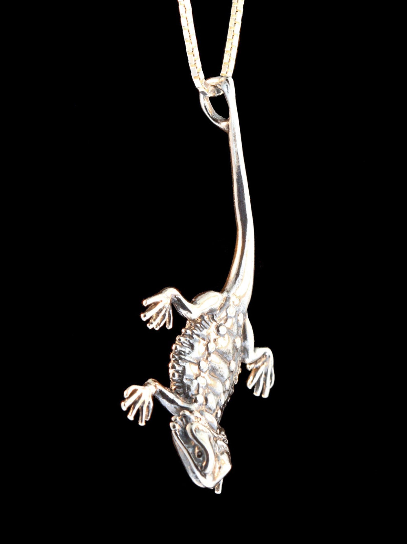 Lizard Necklace Bearded Dragon Necklace Silver Bearded Dragon Charm ...