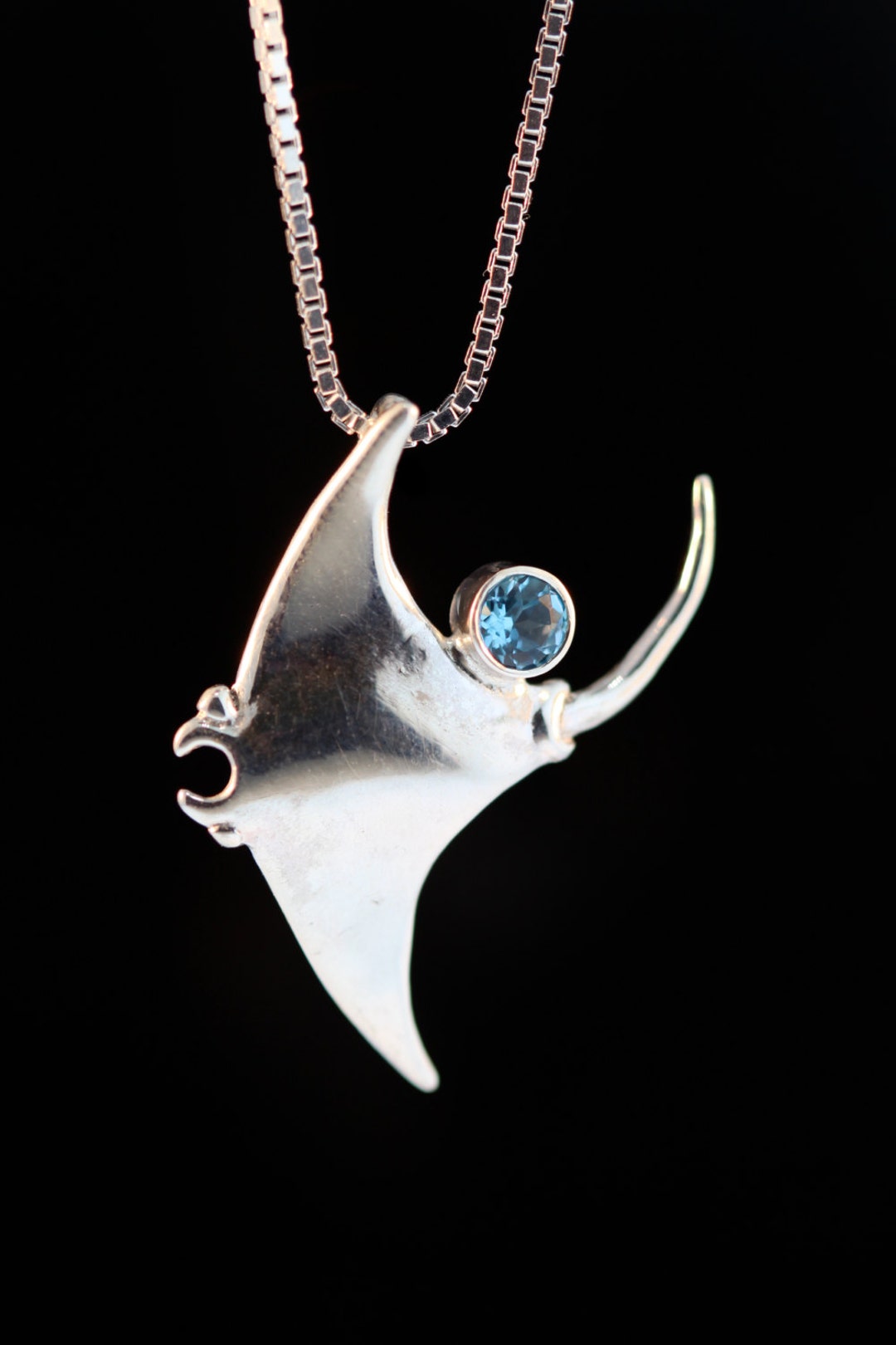 Manta Ray Charm W/ Gemstone Stingray Necklace Manta Ray Necklace ...