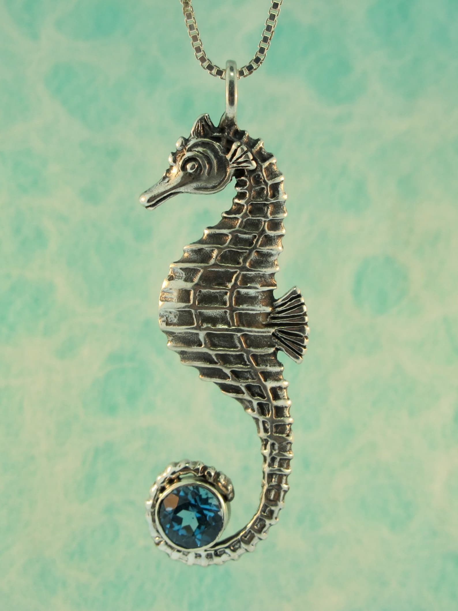 Seahorse Necklace Silver Seahorse With Gemstone Sterling Silver Pendant ...