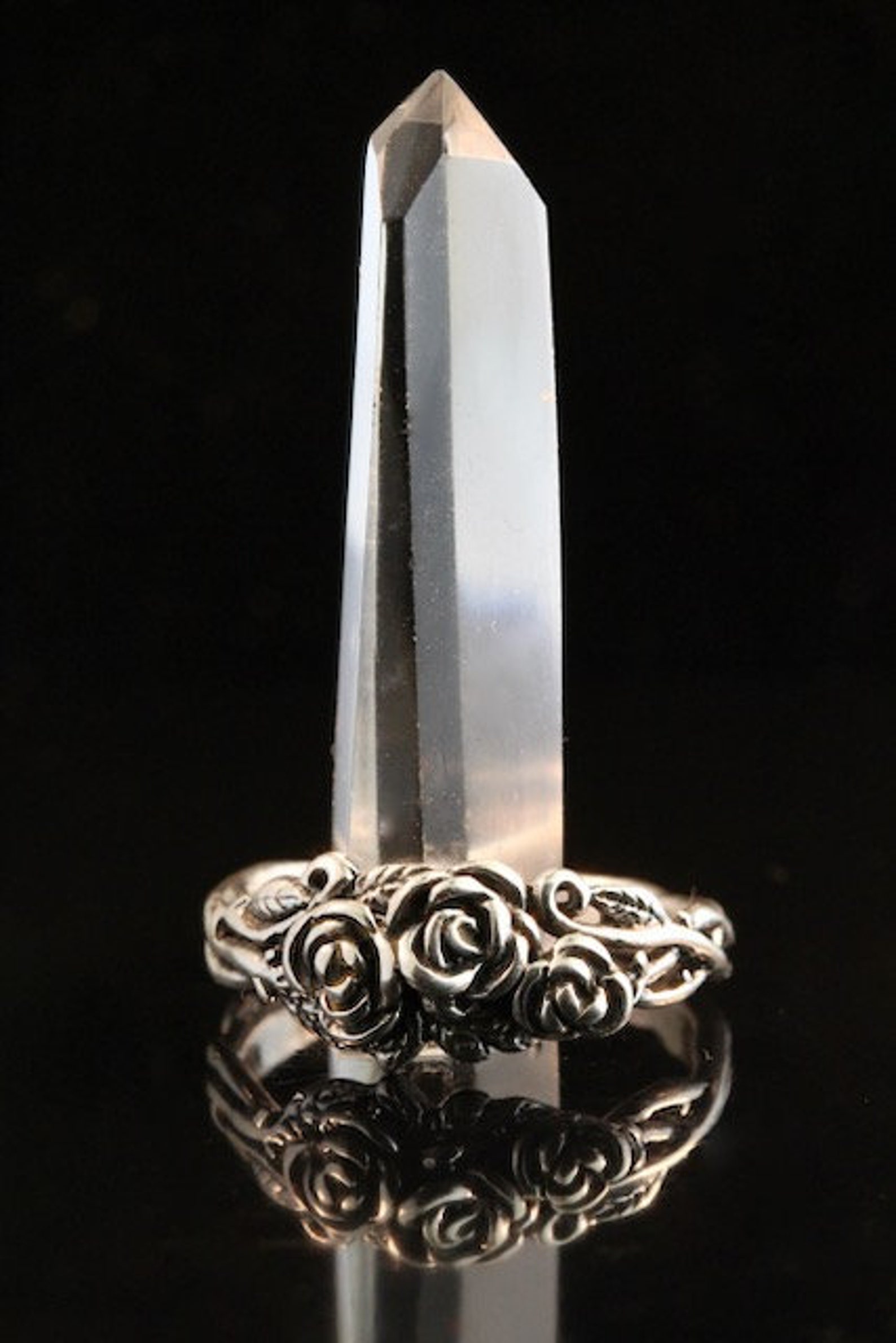 Rose Tendril Ring - Sterling Silver - Floral Wedding Band - Etsy