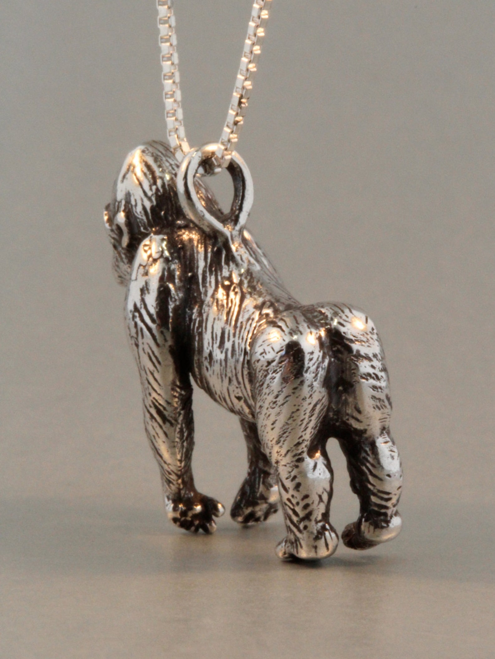 Gorilla Charm - Sterling Silver – 3D Sculpture Animal Charm - Jungle ...